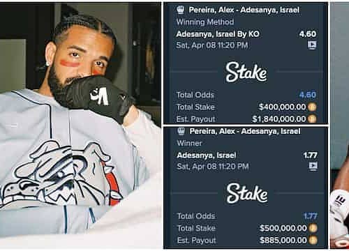 UFC 287: Drake Wins N1.2Billion After Israel Adesanya's Knockout Victory